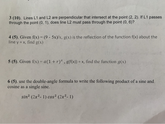 Solved 3 (10), Lines L1 and L2 are perpendicular that | Chegg.com