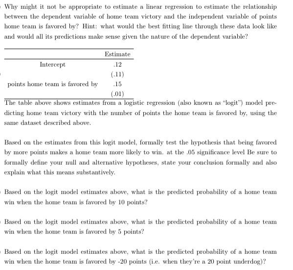 Solved Why might it not be appropriate to estimate a linear | Chegg.com