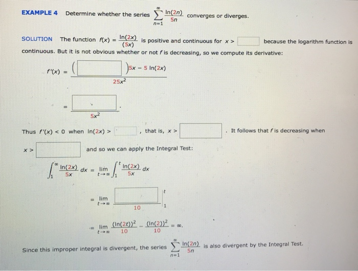 Solved core EXAMPLE 4 Determine whether the series I n(2n | Chegg.com