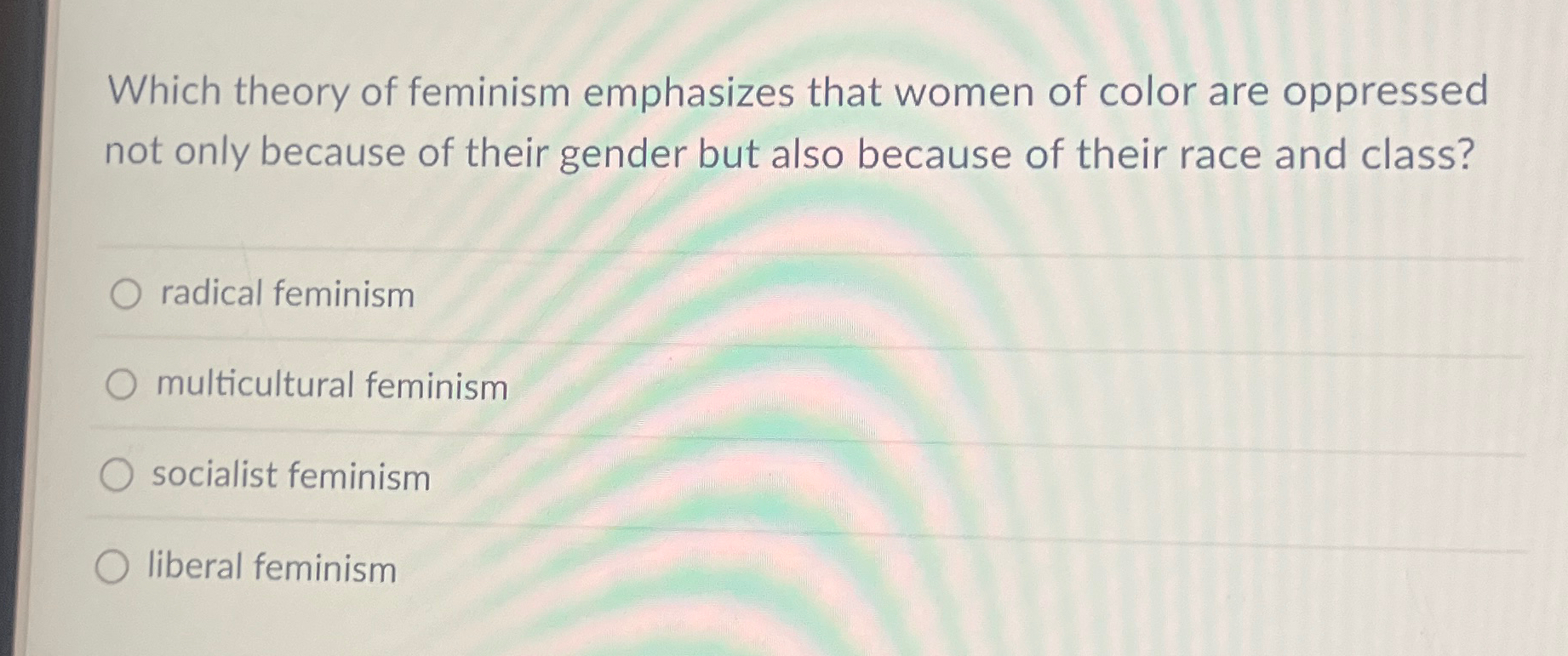 Solved Which theory of feminism emphasizes that women of | Chegg.com