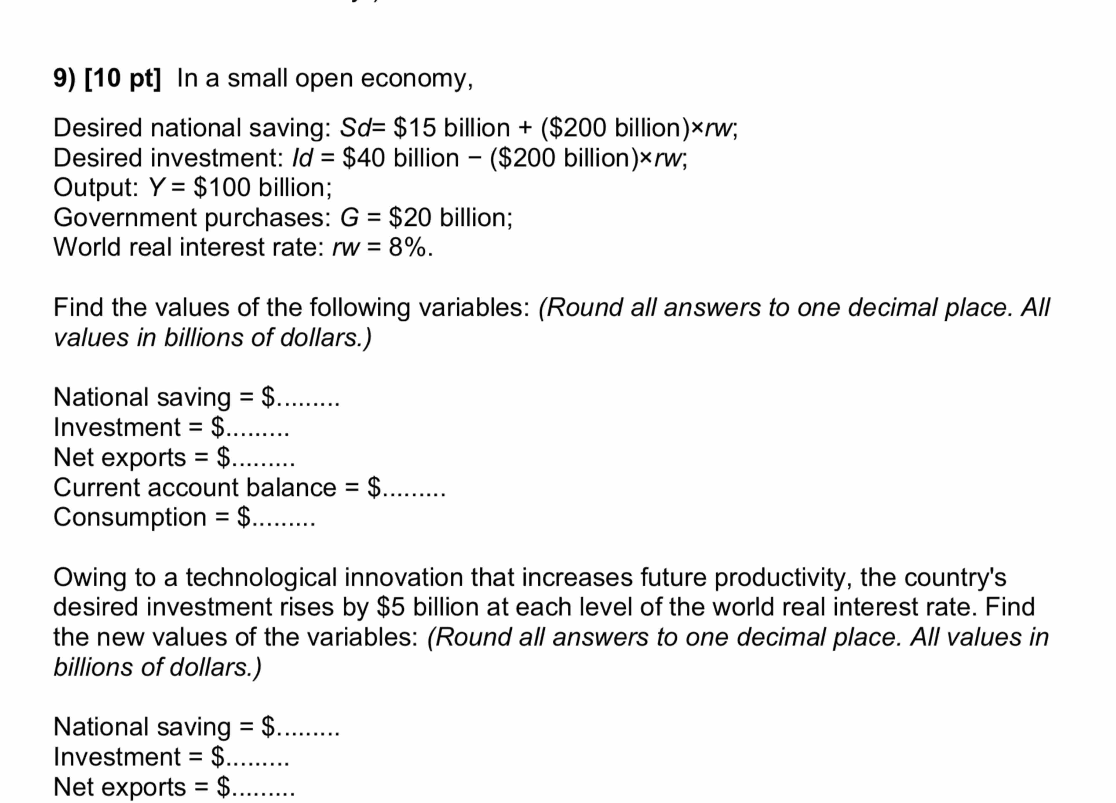 Solved [10 ﻿pt] ﻿In a small open economy,Desired national | Chegg.com