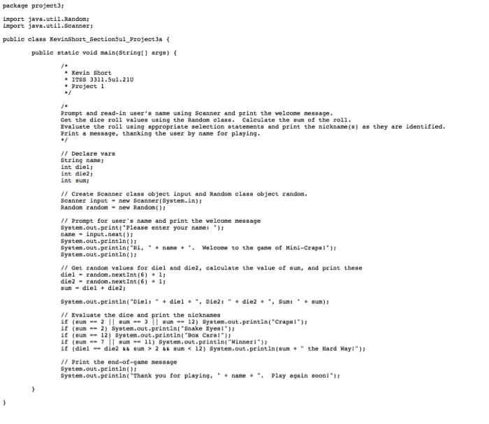 Solved package project 3; import java.util.Random import | Chegg.com