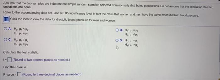 Solved Assume that the two samples are independent simple | Chegg.com