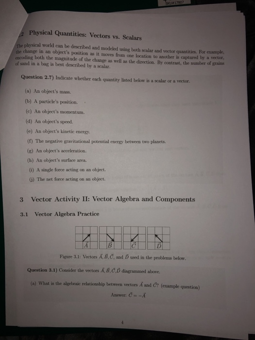 Solved SKU 17807 Physical Quantities: Vectors vs. Scalars | Chegg.com