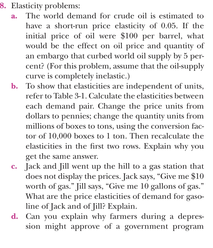 Elasticity problems:a. ﻿The world demand for crude | Chegg.com