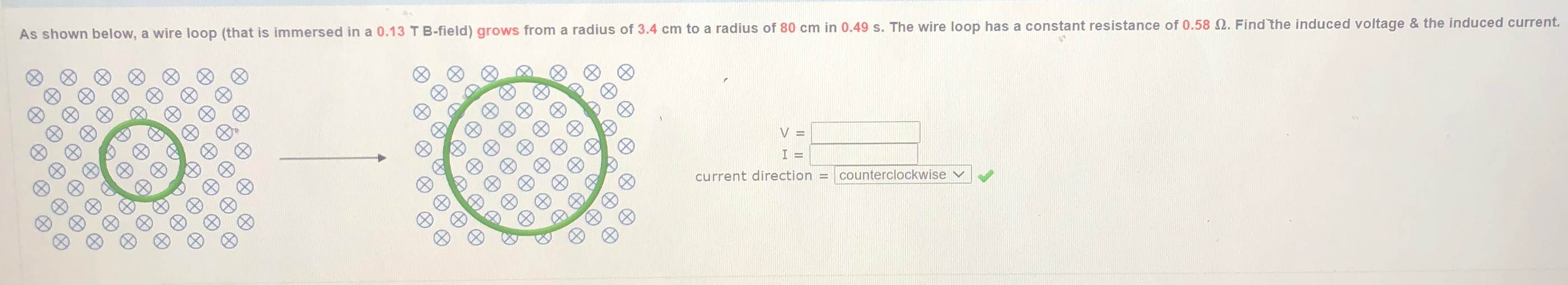 Solved V=I=current direction =|| ﻿counterclockwise vv | Chegg.com
