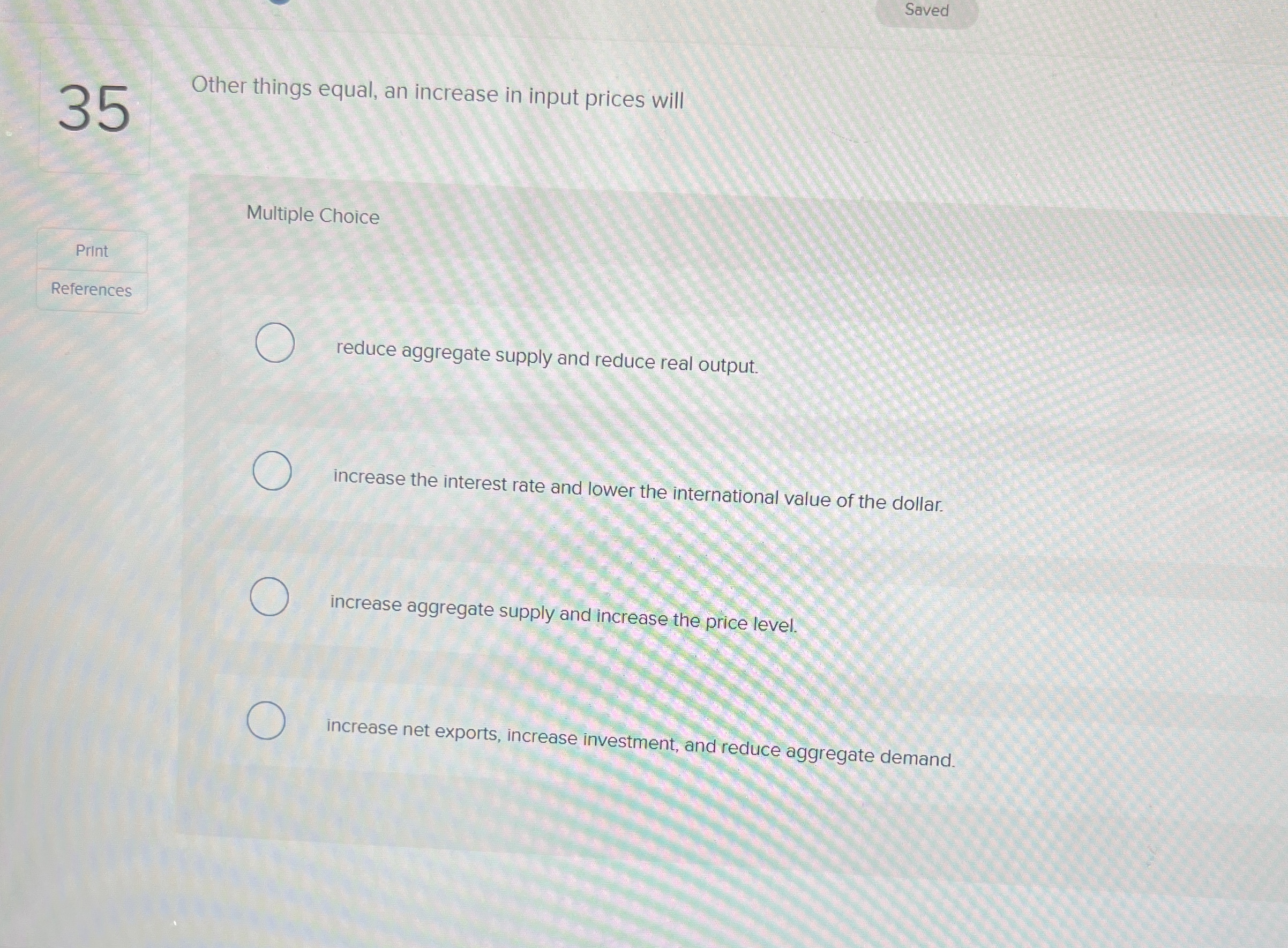 Solved Saved35Other things equal, an increase in input | Chegg.com