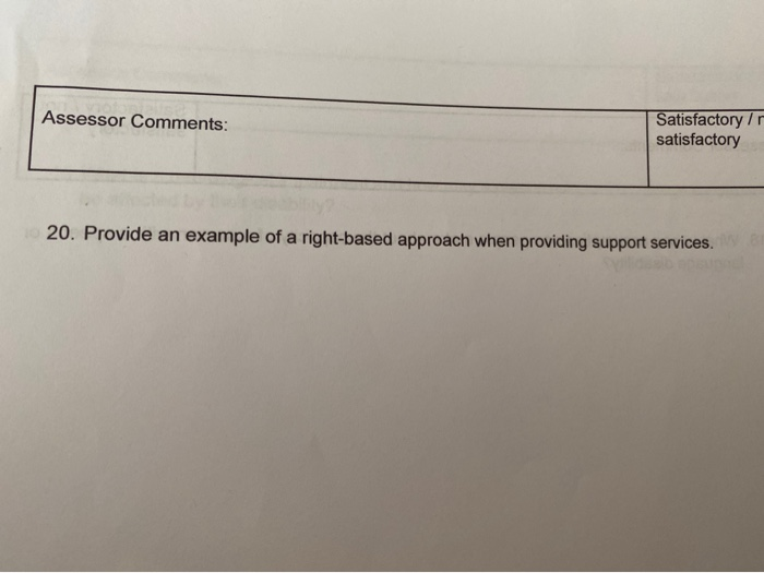 Solved Assessor Comments: Satisfactory / satisfactory 20. | Chegg.com