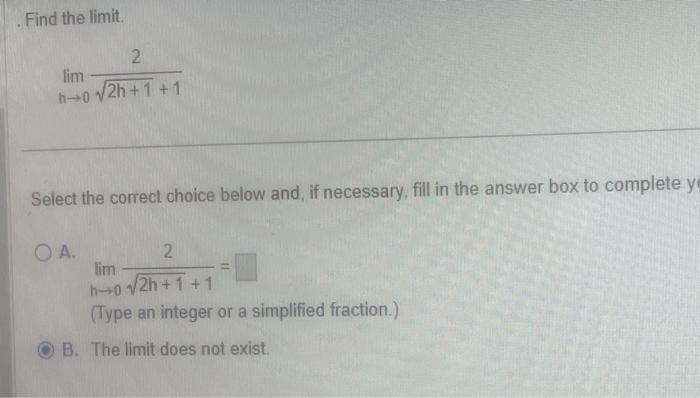 Solved Find the limit. \\[ \\lim _{h \\rightarrow 0} | Chegg.com