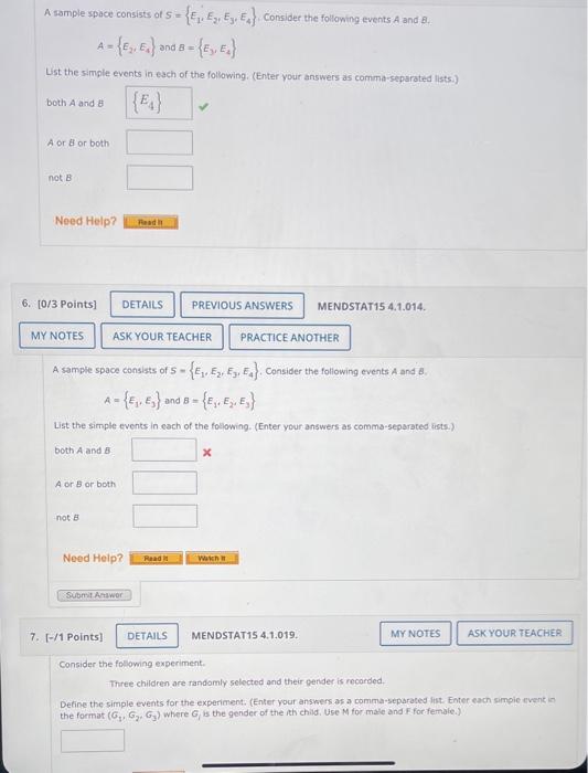Solved A sample space consists of S={E1,E2,E3,E4}, Consider | Chegg.com