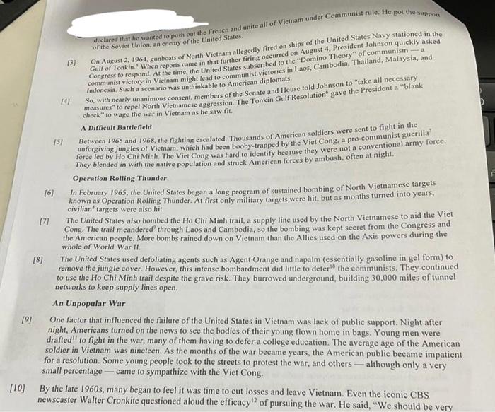 Introduction to the Vietnam War By USHistory.org 2016 | Chegg.com