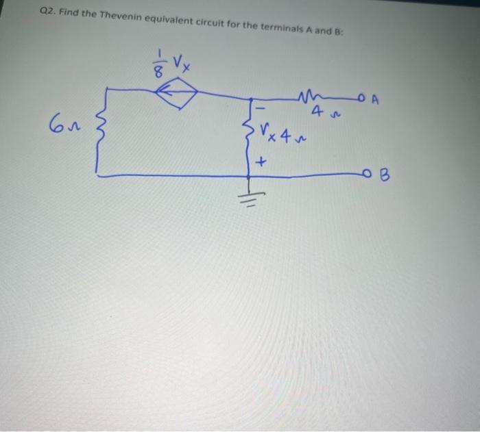 Solved Q2. Find the Thevenin equivalent circuit for the | Chegg.com