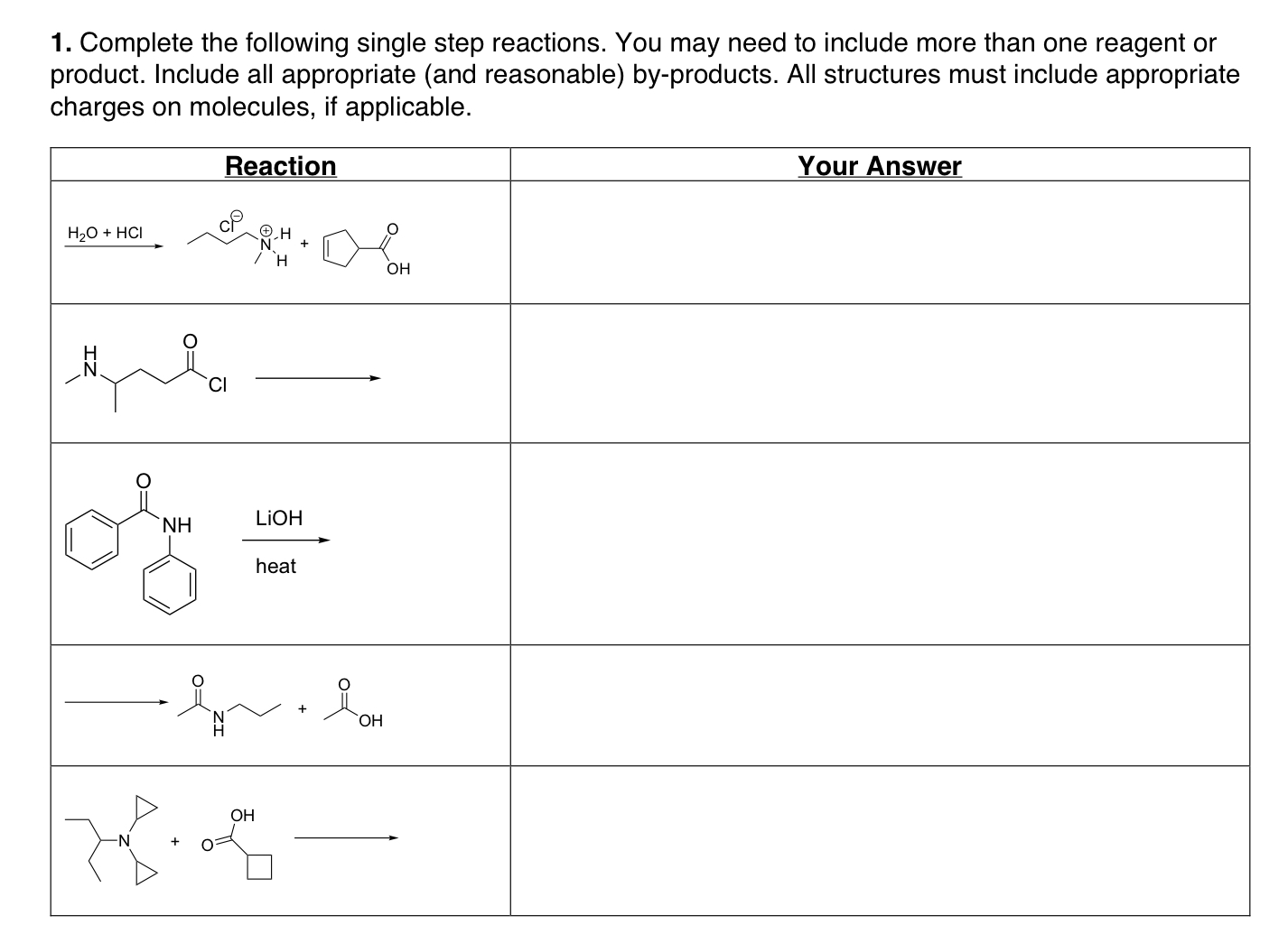 Solved 1. ﻿Complete the following single step reactions. You | Chegg.com