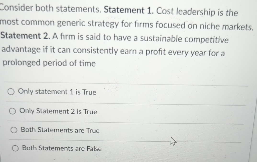 Solved Consider both statements. Statement 1. ﻿Cost | Chegg.com