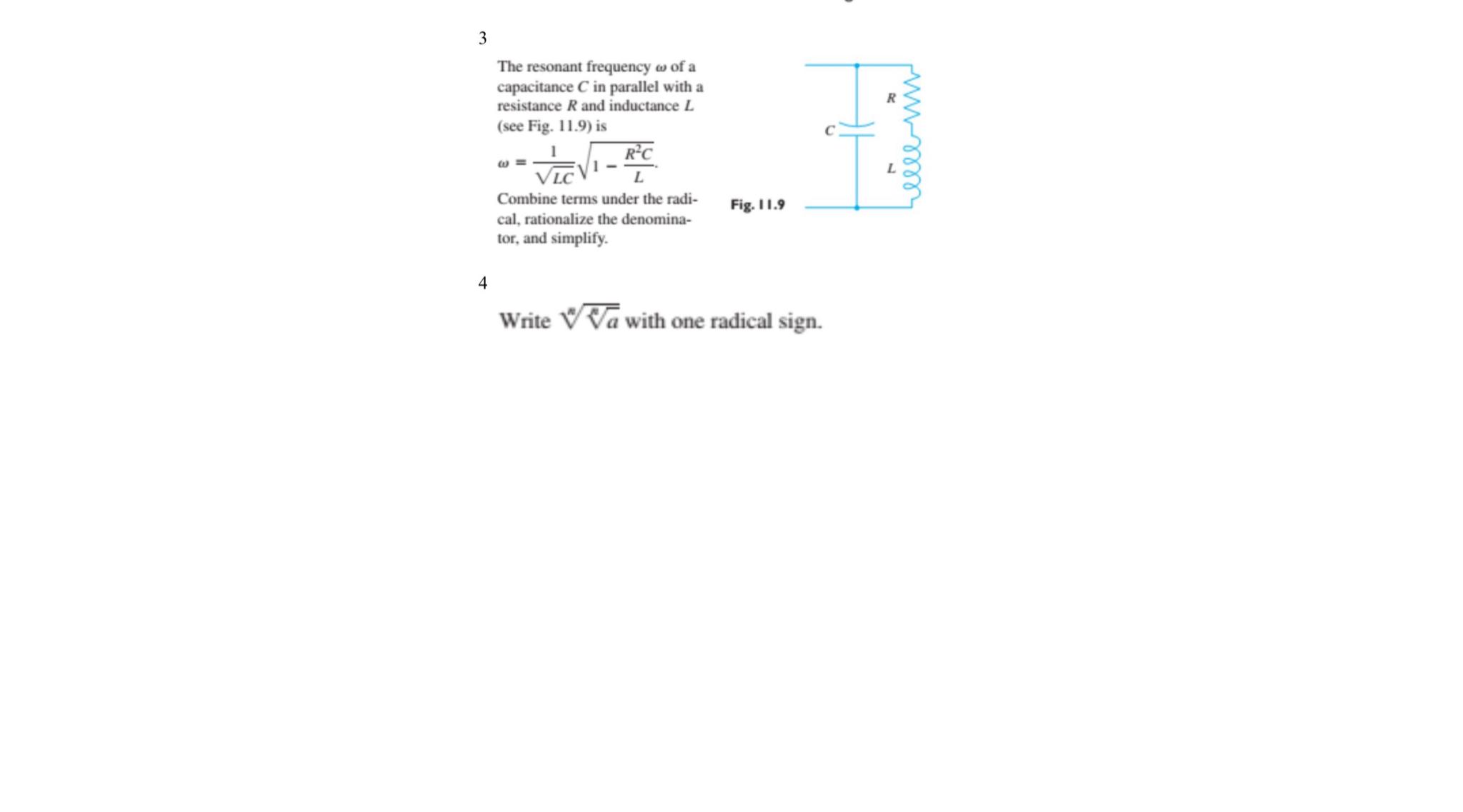 Solved 3The resonant frequency ω ﻿of acapacitance C ﻿in | Chegg.com