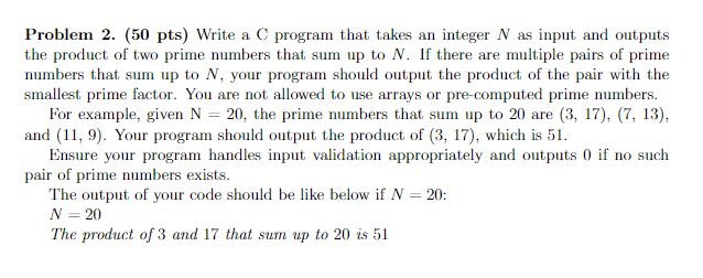 Solved Problem 2. (50 ﻿pts) ﻿Write a C program that takes an | Chegg.com