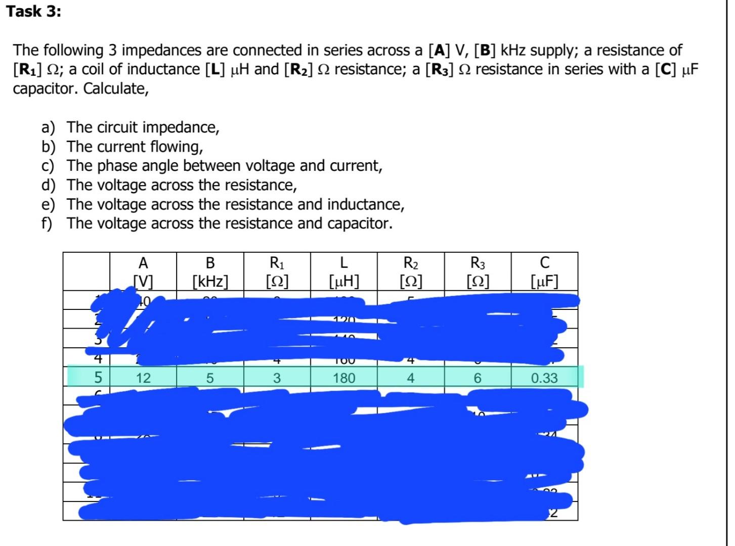 Solved Task 3: The following 3 impedances are connected in | Chegg.com
