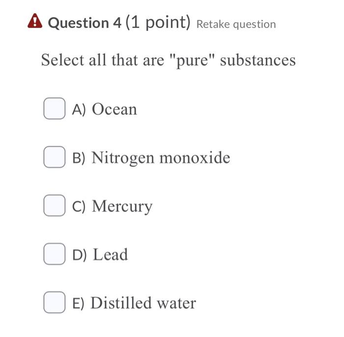 Solved A Question 4 (1 point) Retake question Select all | Chegg.com