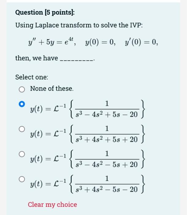 Solved Question [5 points]: By using the method of variation | Chegg.com