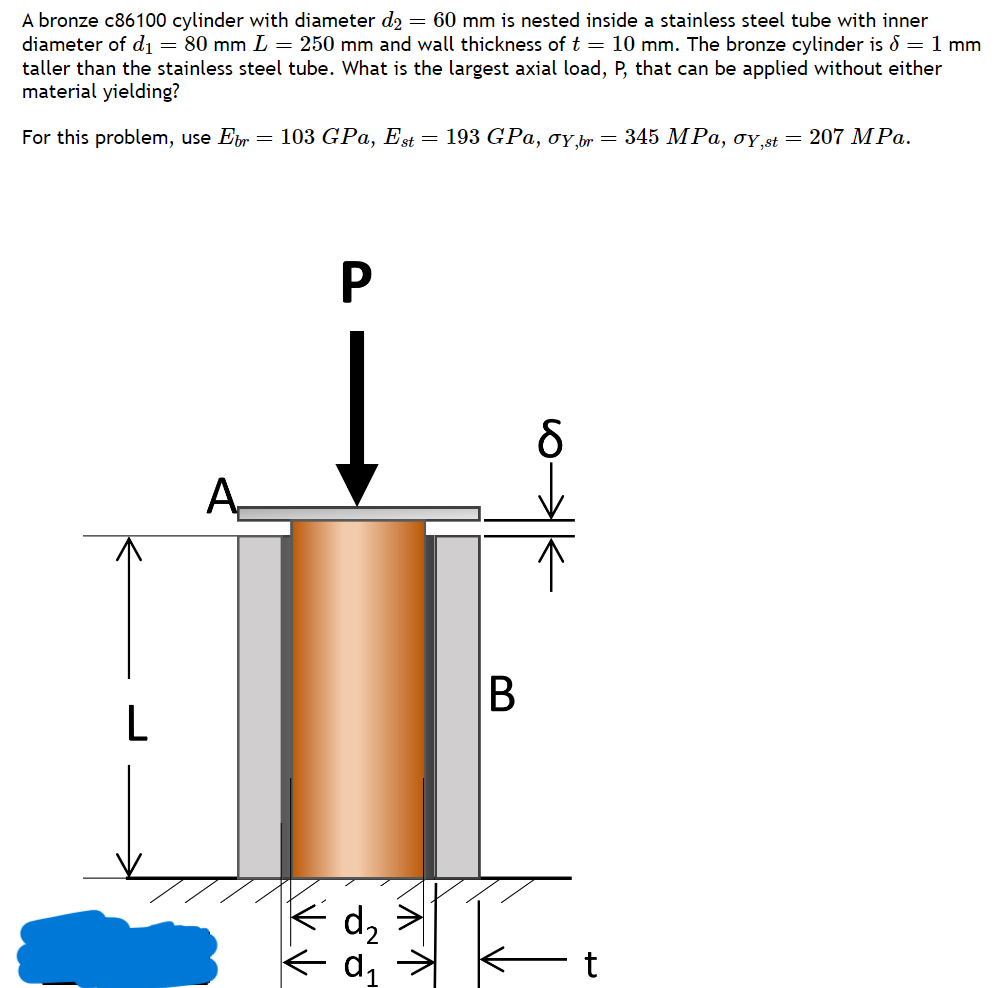 Solved A bronze c86100 ﻿cylinder with diameter d2=60mm ﻿is | Chegg.com