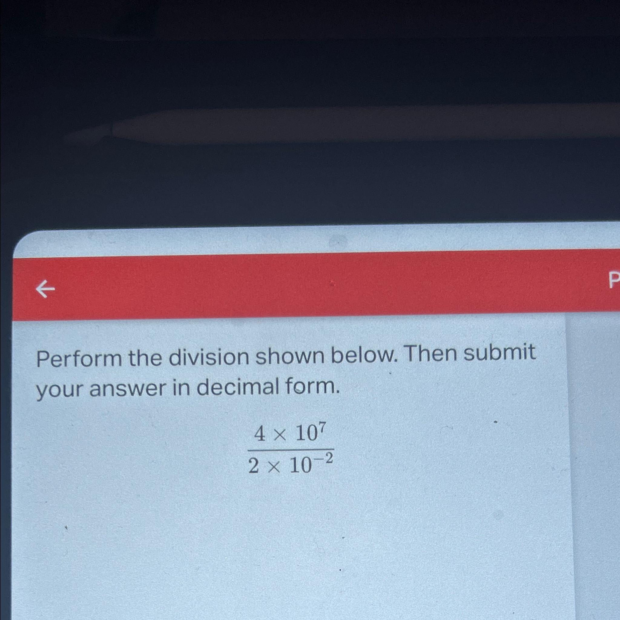 Solved Perform the division shown below. Then submit your | Chegg.com