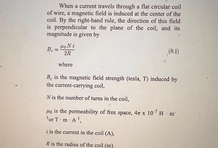 When a current travels through a flat circular coil | Chegg.com