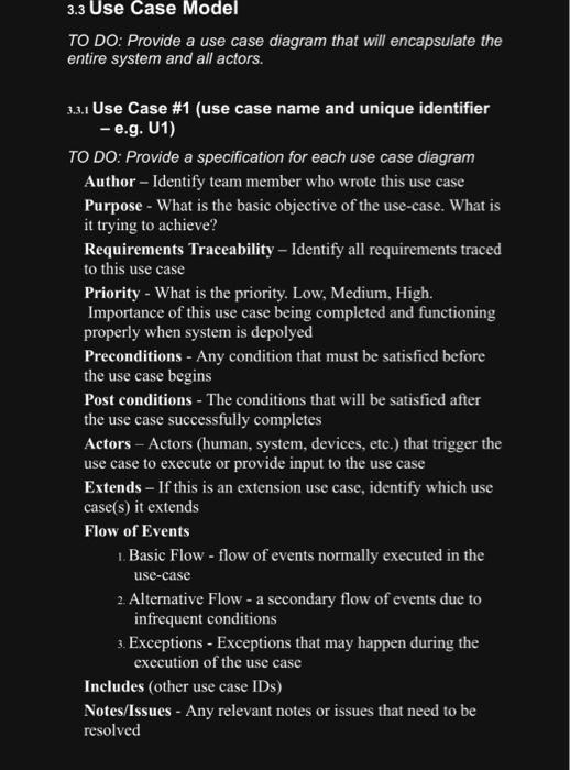 Solved 3.3 Use Case Model TO DO: Provide a use case diagram | Chegg.com