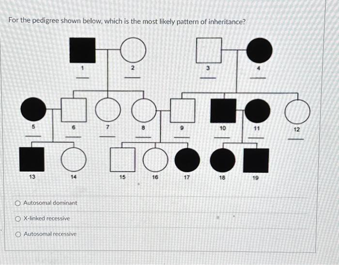 For the pedigree shown below, which is the most | Chegg.com