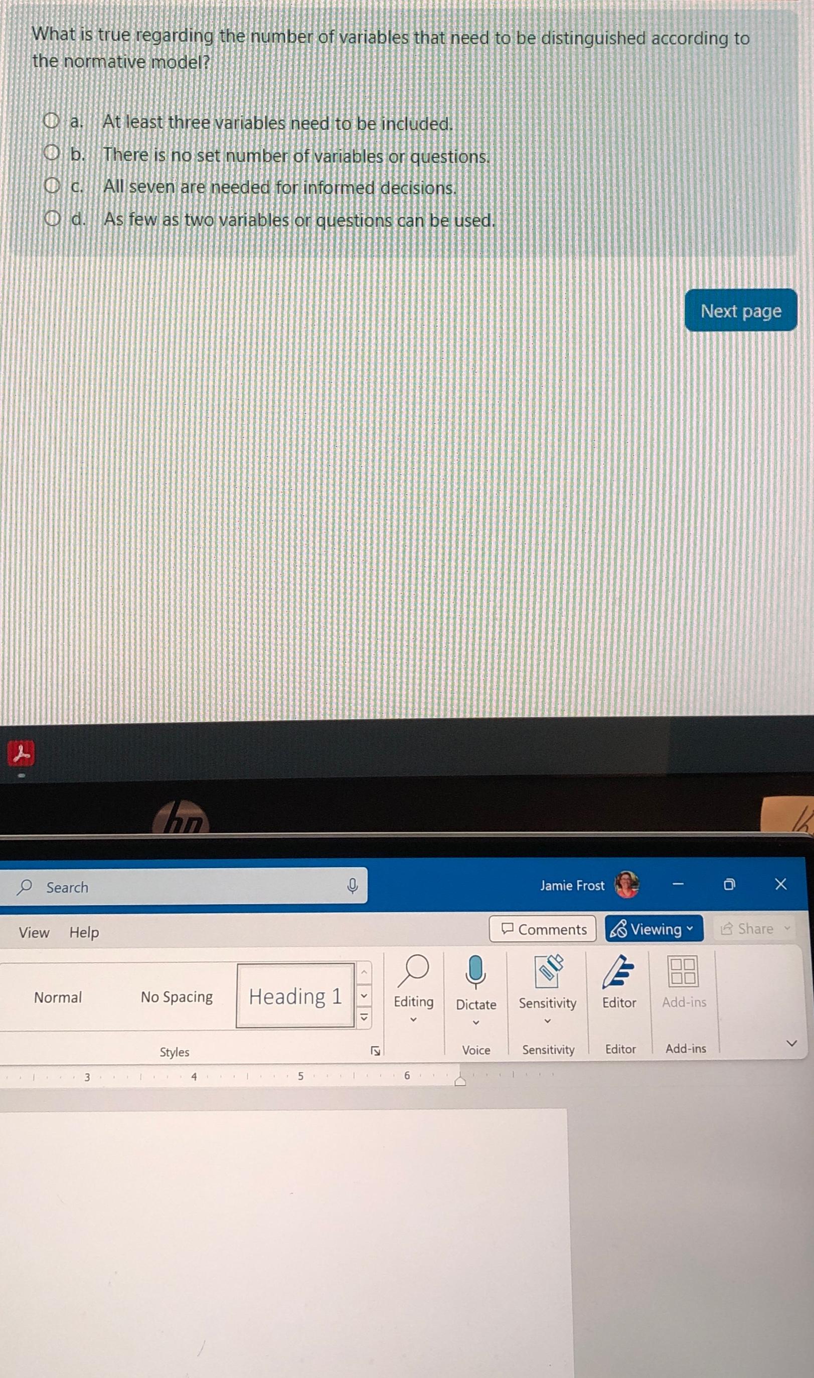 Solved What is true regarding the number of variables that | Chegg.com