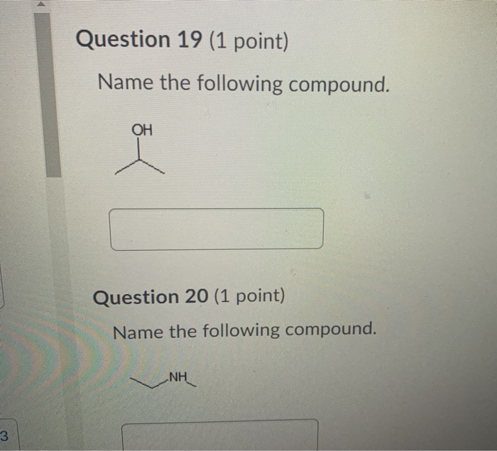 Solved H Н Н Question 7 (1 point) Name the following | Chegg.com