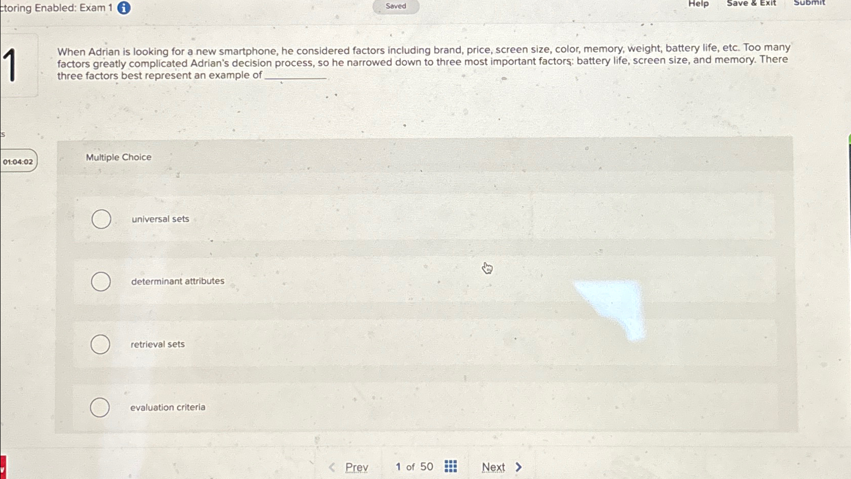 Solved toring Enabled: Exam 1 (i)SavedHelpSave & | Chegg.com