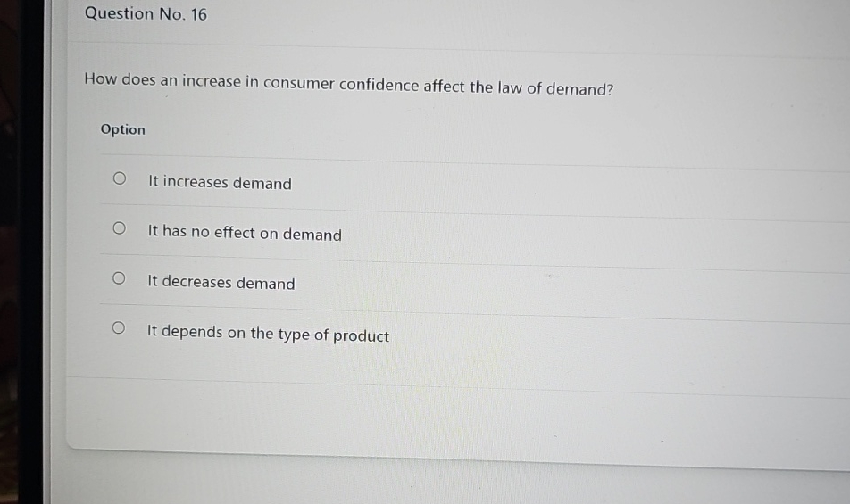 Solved Question No. 16How does an increase in consumer | Chegg.com