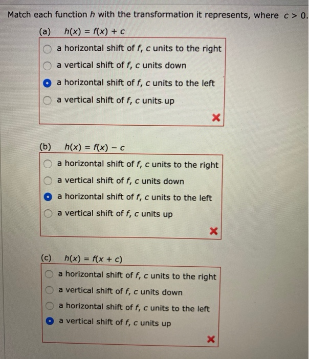 Solved Match Each Function With The Transformation It