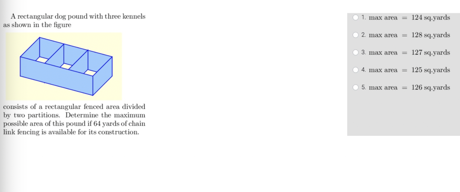 Solved A rectangular dog pound with three kennelsas shown in | Chegg.com
