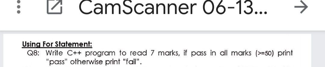 Solved Camscanner 06 13 → Using For Statement Q8 Write