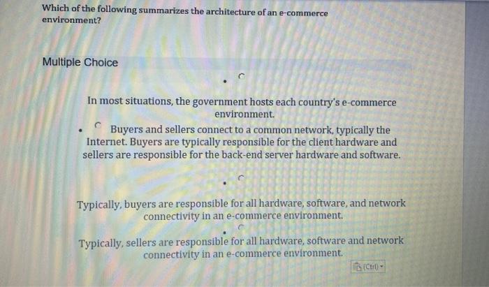 Solved Which of the following summarizes the architecture of | Chegg.com