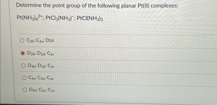 Solved Determine the point group of the following planar | Chegg.com