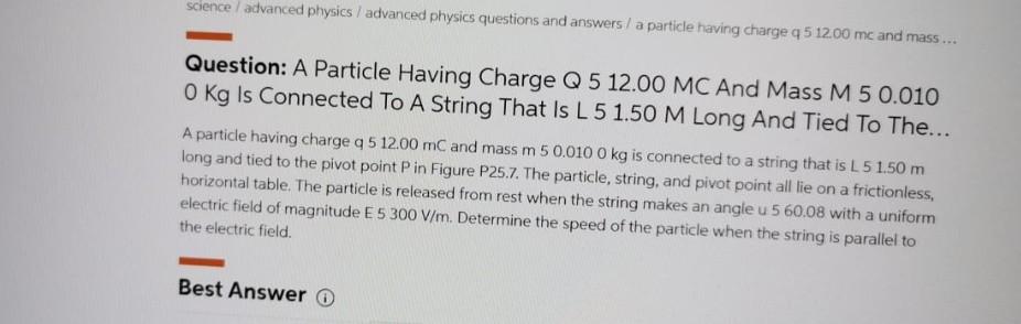science/advanced physics / advanced physics questions | Chegg.com