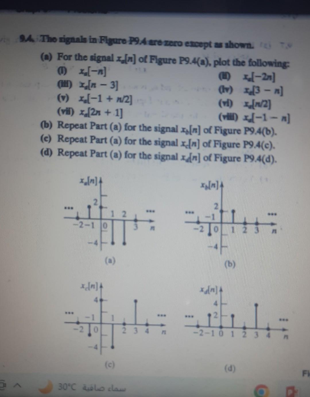 Solved 94. Tho righals in Flgure P9.4 ture zero encept as | Chegg.com