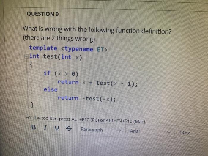 Solved Question 16 Given The Following Templated Class 3986