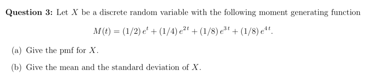 Solved Question 3: Let x ﻿be a discrete random variable with | Chegg.com