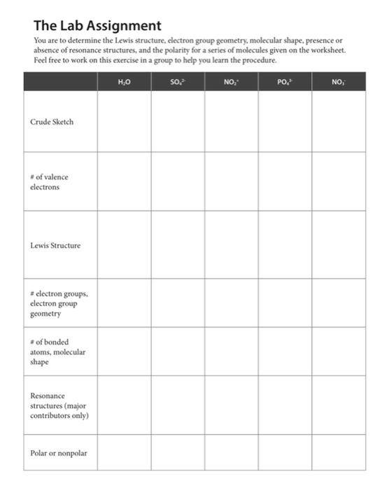 Solved The Lab Assignment You are to determine the Lewis | Chegg.com