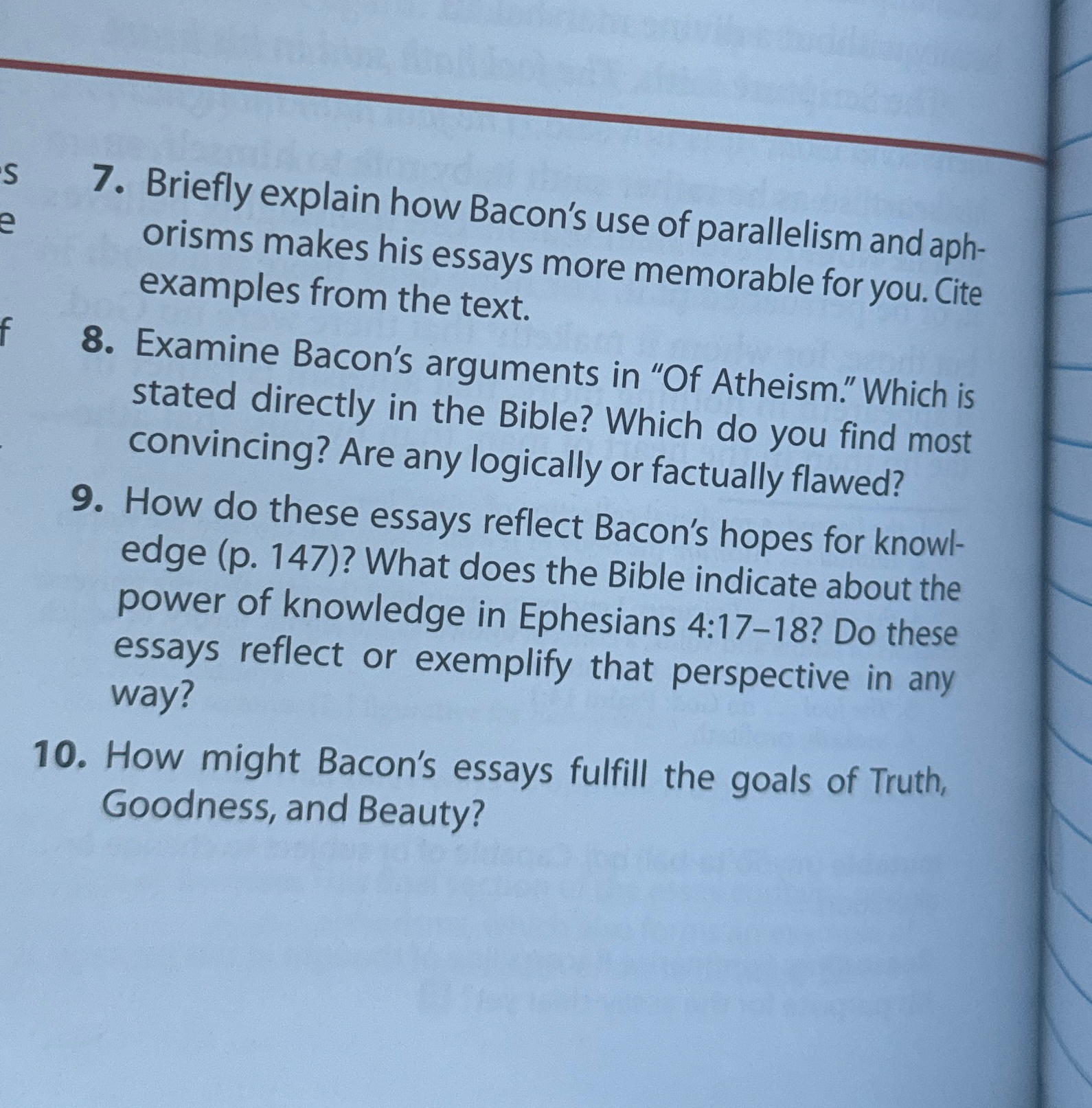 Solved Briefly explain how Bacon's use of parallelism and | Chegg.com
