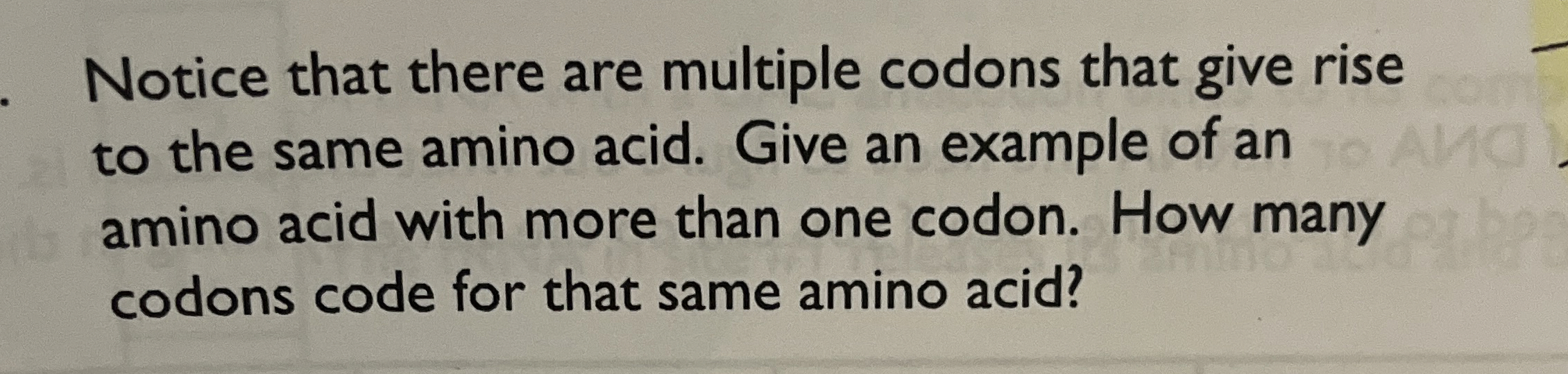 Solved Notice that there are multiple codons that give rise | Chegg.com