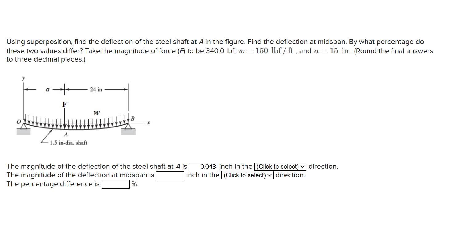 Solved Using superposition, find the deflection of the steel | Chegg.com
