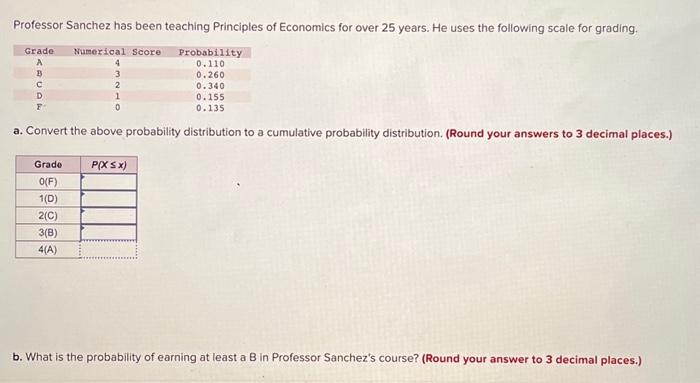 Solved Professor Sanchez has been teaching Principles of | Chegg.com
