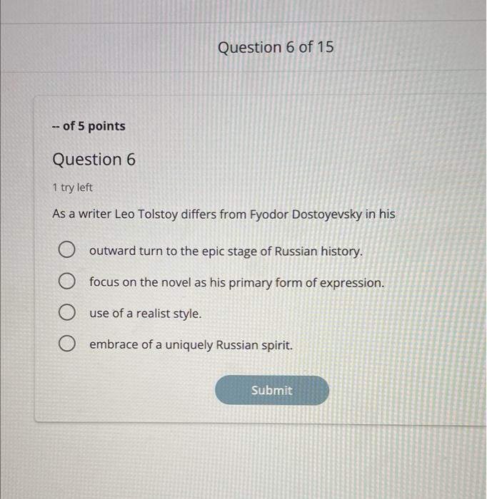 Question 6 of 15 of 5 points Question 6 1 try left As | Chegg.com