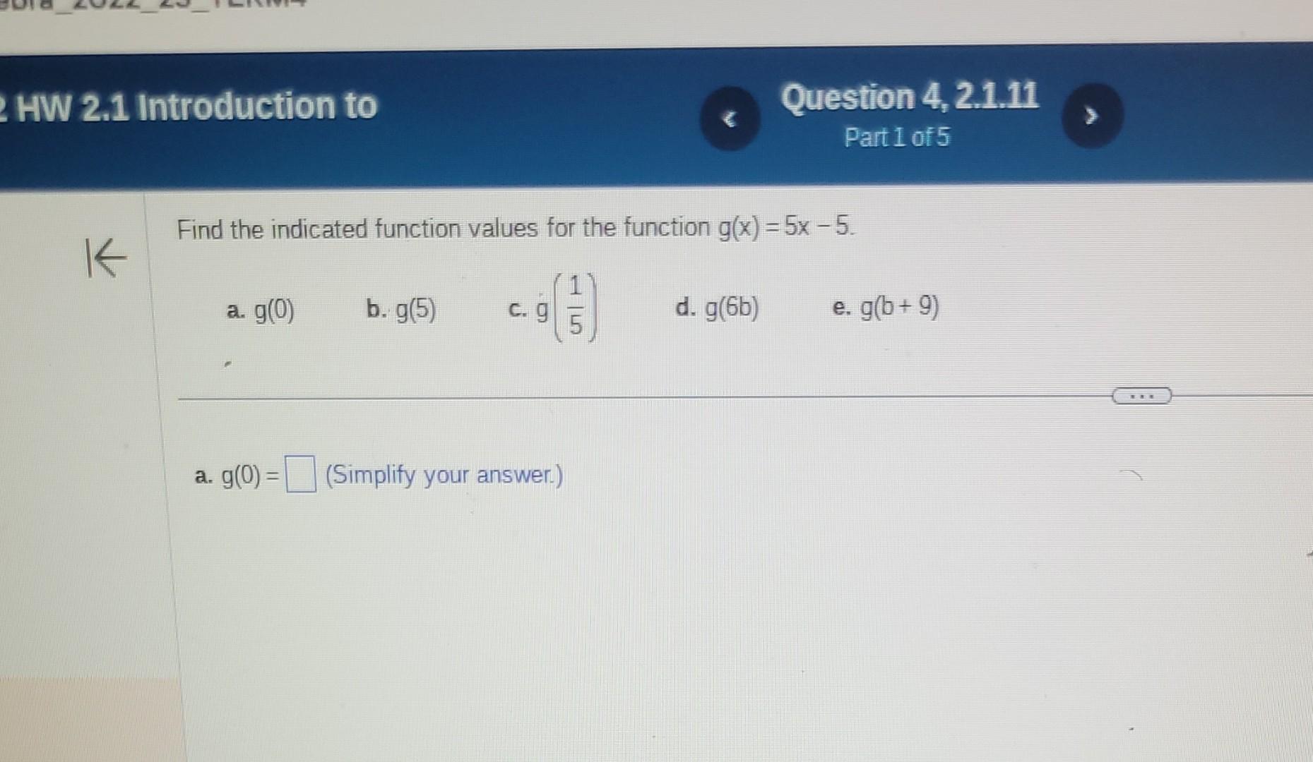 Solved Find The Indicated Function Values For The Function