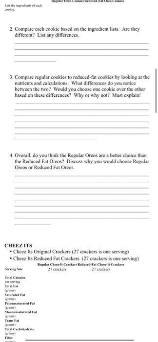 Regular vs. Reduced-Fat OREOS - Oreo Chocolate | Chegg.com