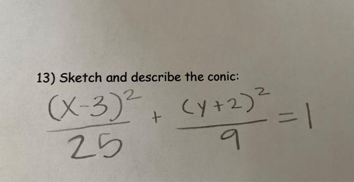 Solved sketch a graph for the following conic and state the | Chegg.com